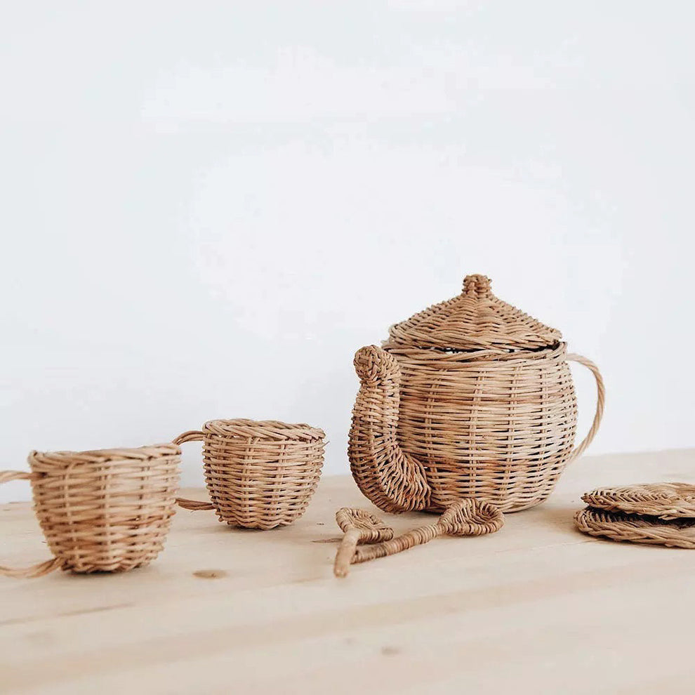 Rattan tea set | Natural Rattan Nursery Accessory | The Natural Nursery